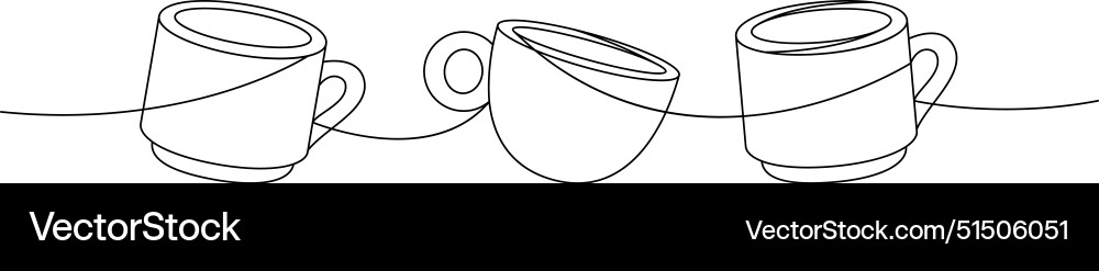 Espresso coffee cups one line continuous drawing Vector Image