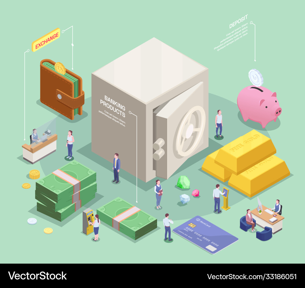 Safe deposit box composition Royalty Free Vector Image