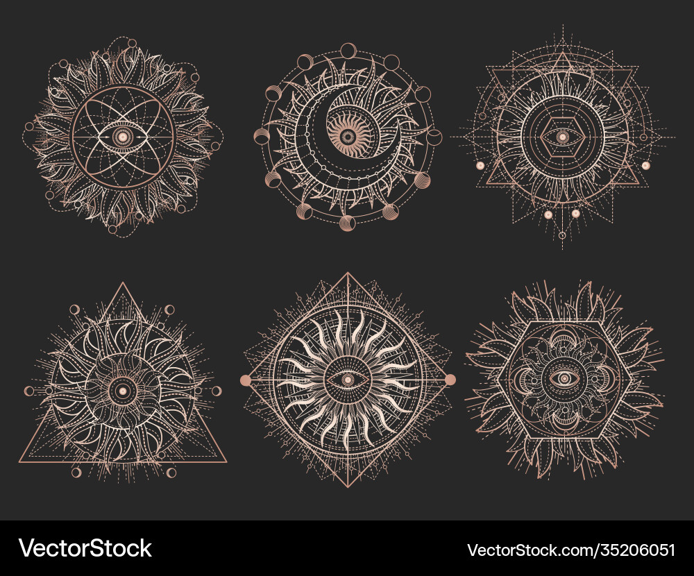Set sacred symbols and geometry figures Royalty Free Vector
