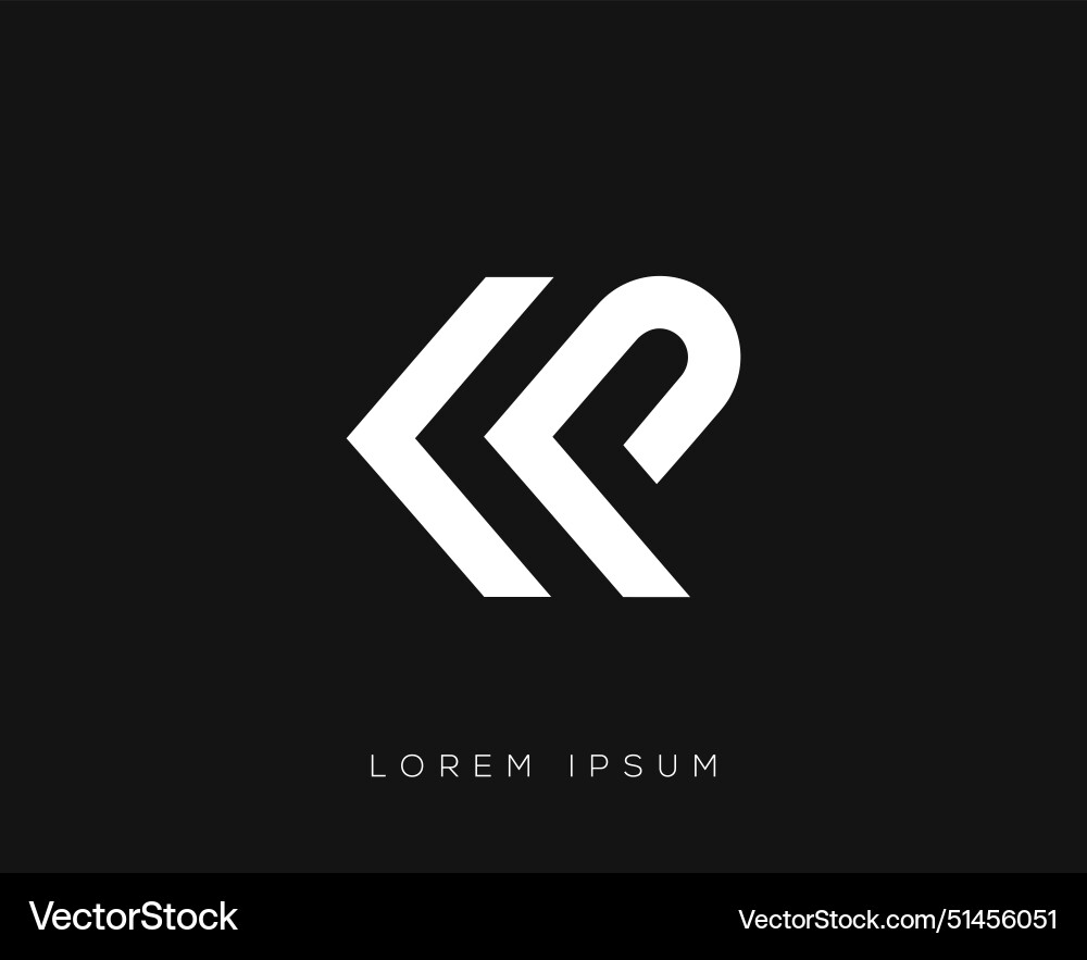 Unique kp letter logo design with black Royalty Free Vector