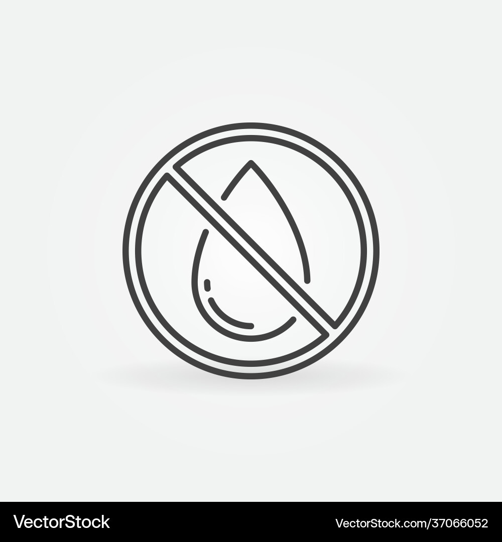 Ban water drop forbidding concept linear Vector Image