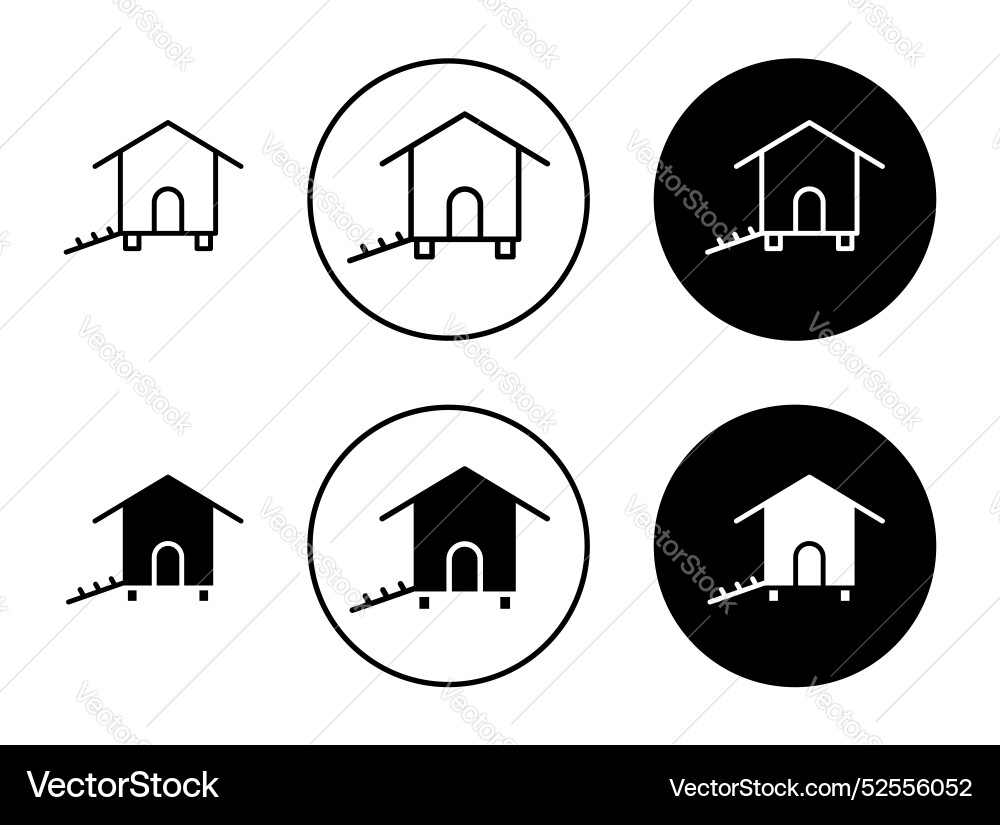 Chicken coop icon set on white background Vector Image
