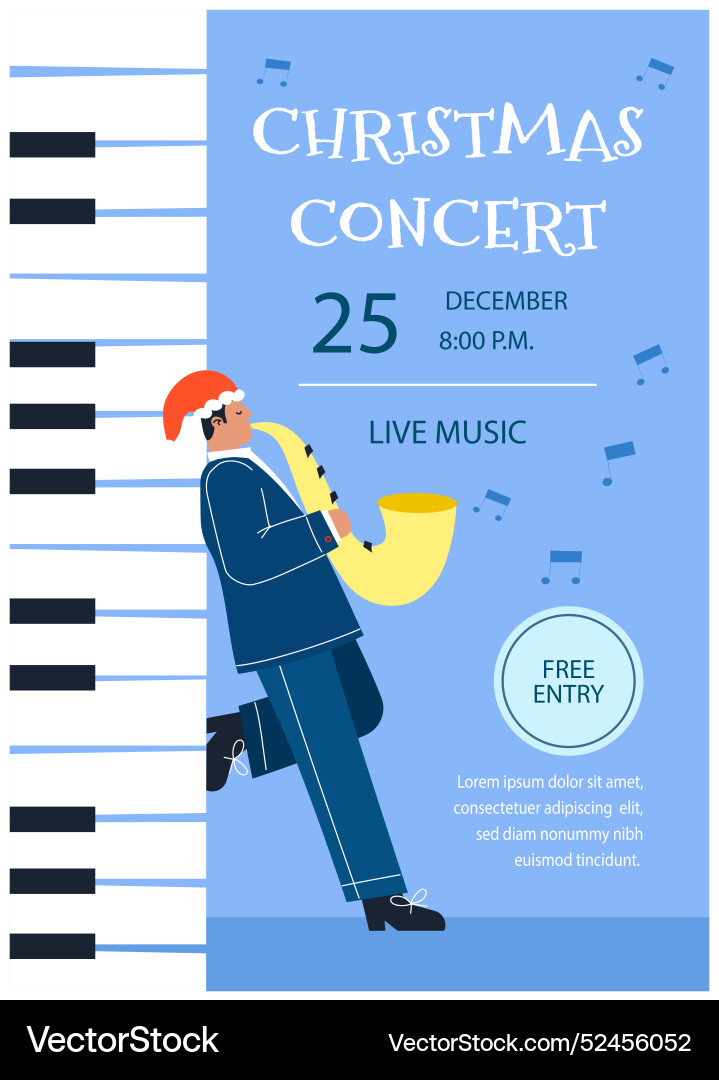 Flat christmas vertical concert poster template Vector Image