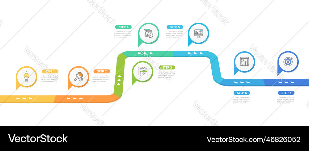 Infographic 7 steps timeline diagram roadmap Vector Image