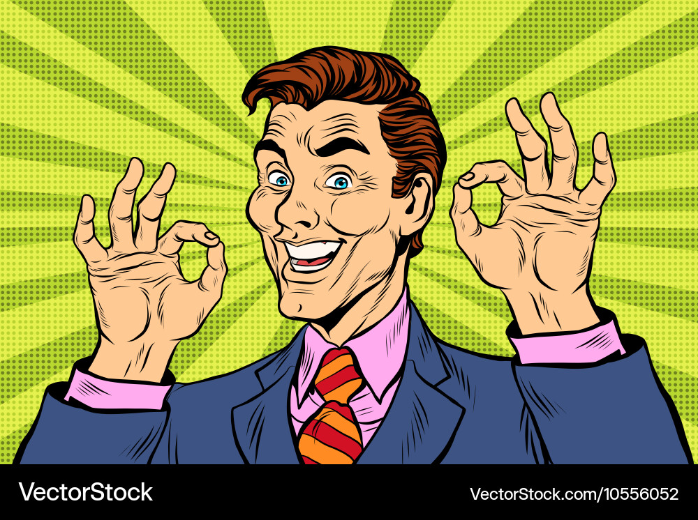 Smiling man gesture okay Royalty Free Vector Image