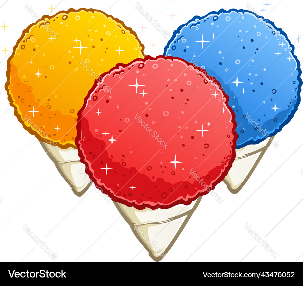 Snow cones red blue yellow cartoons Royalty Free Vector