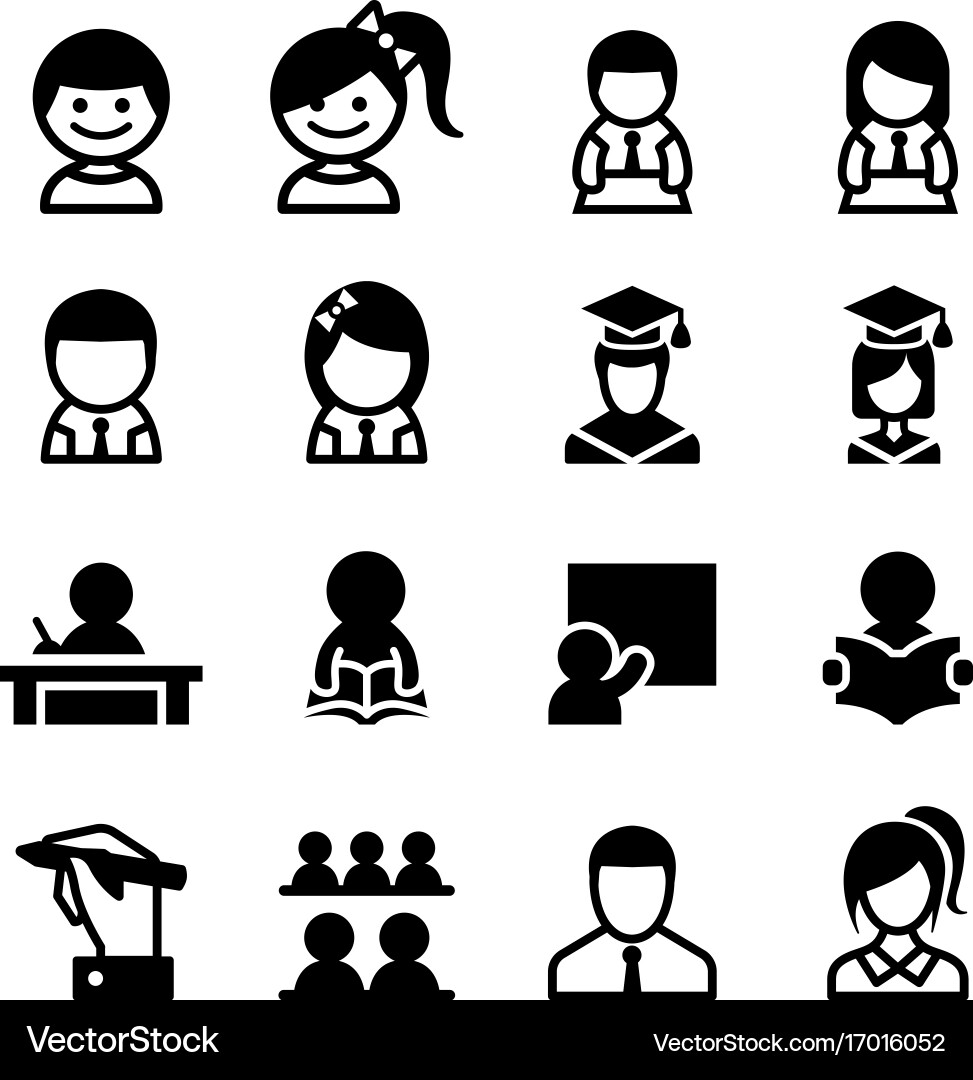 Student Learning Icons Royalty Free Vector Image