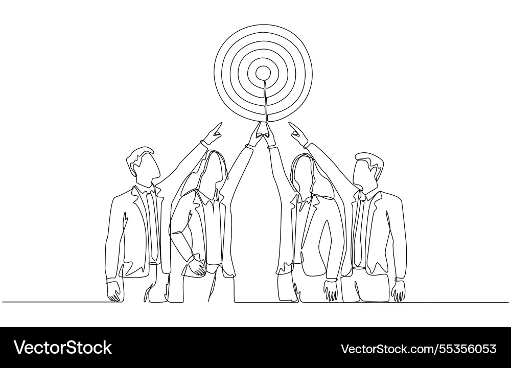 Businesspeople pointing at target together Vector Image