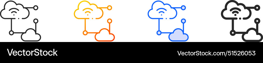 Cloud network iconthin linear gradient blue Vector Image