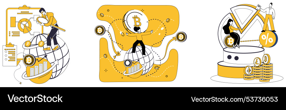Cryptocurrency financial conductor orchestrates Vector Image