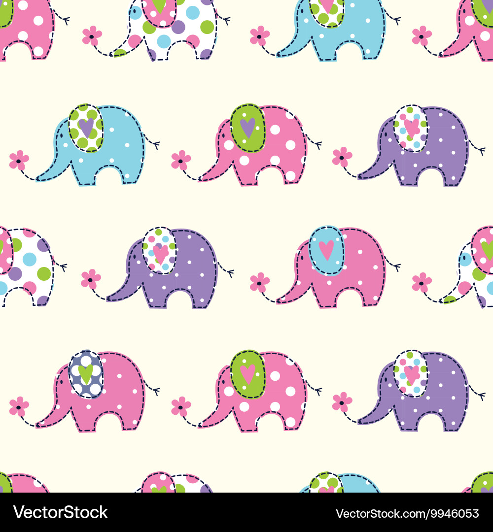 Cute Elephant Seamless Pattern Royalty Free Vector Image