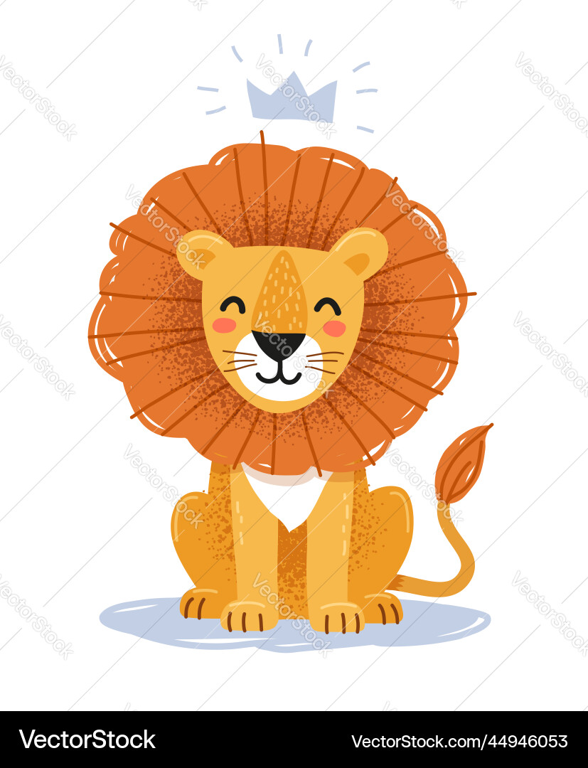 Cute happy lion Royalty Free Vector Image - VectorStock
