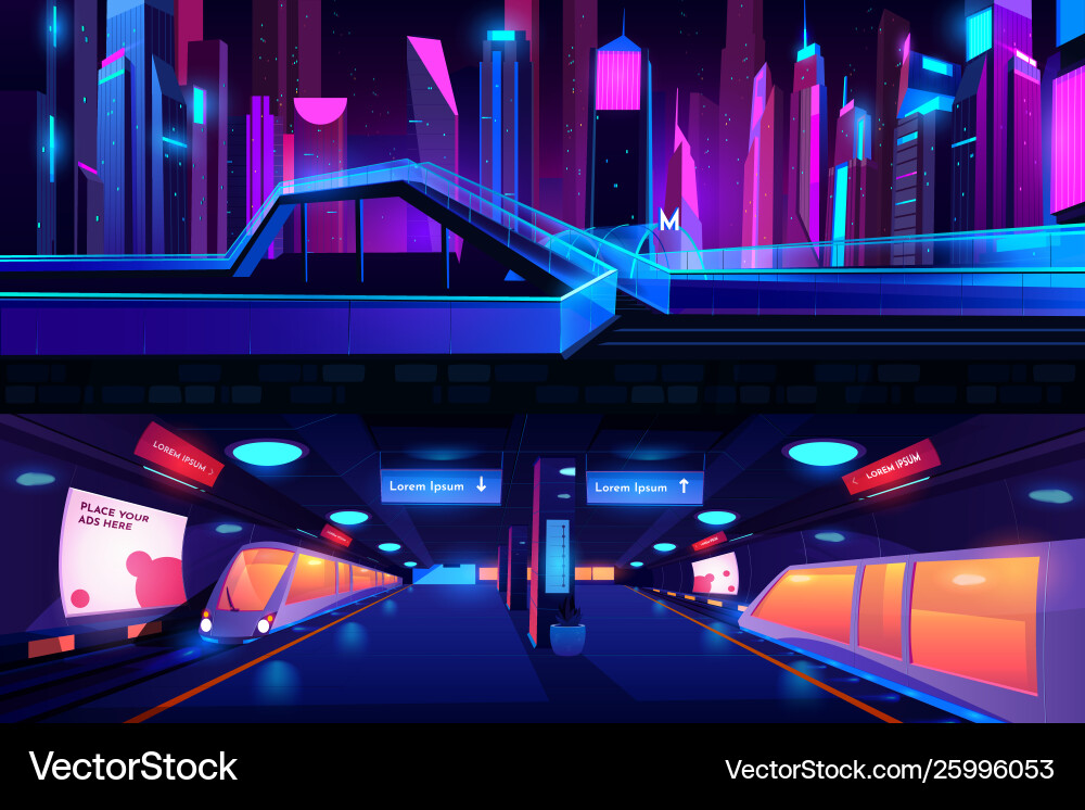 Metro station ground and underground cross section