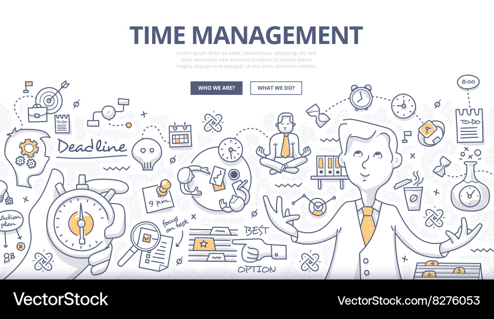 Time management doodle concept Royalty Free Vector Image
