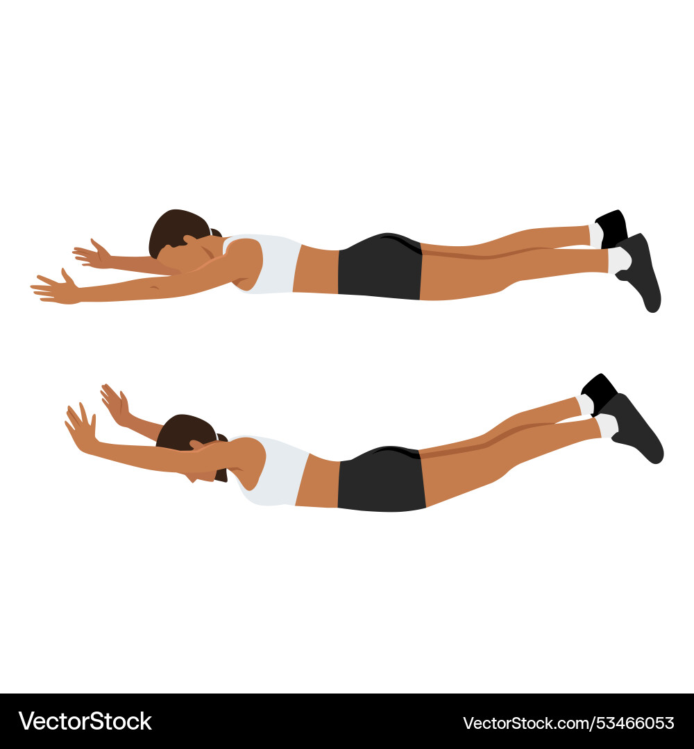 Young woman doing back extension exercise Vector Image