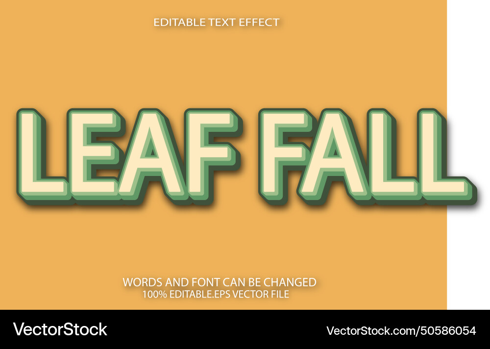 Leaf fall editable text effect cartoon style Vector Image