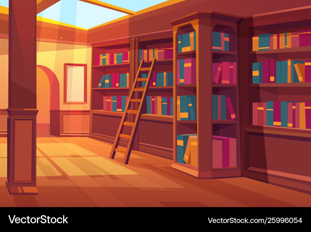 Library interior empty room for books reading Vector Image