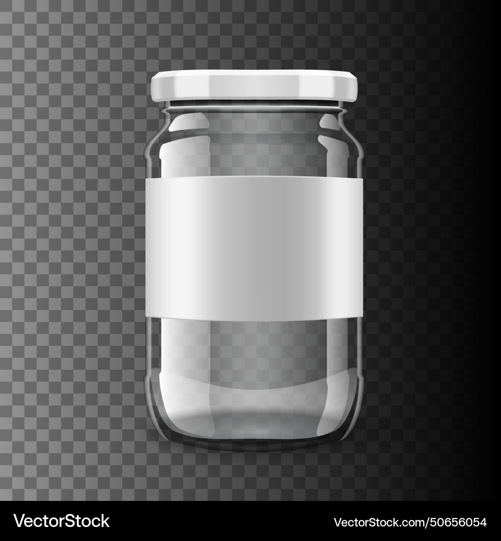 Small glossy glass jar with white lids Royalty Free Vector