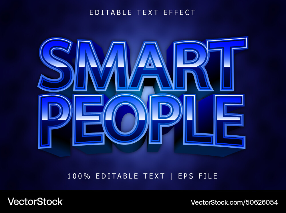 Smart people editable text effect 3 dimension Vector Image