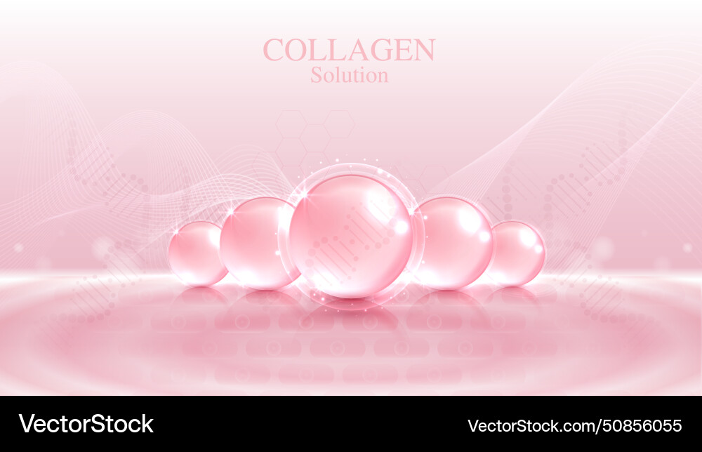 Collagen solution and dna on a pink background Vector Image