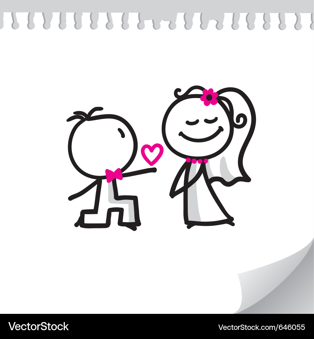 Cute Cartoon Wedding Couple Royalty Free Vector Image