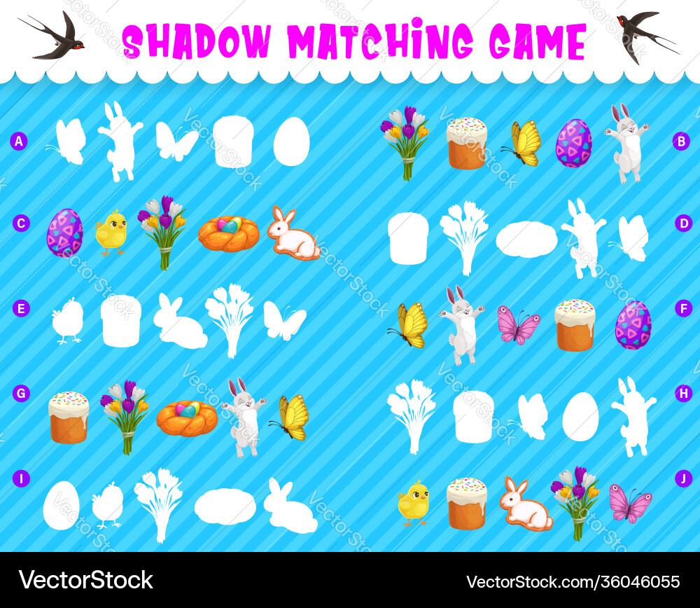 Easter Shadow Matching Game Royalty Free Vector Image