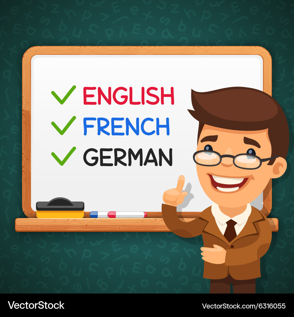 Foreign languages teacher in front Royalty Free Vector Image
