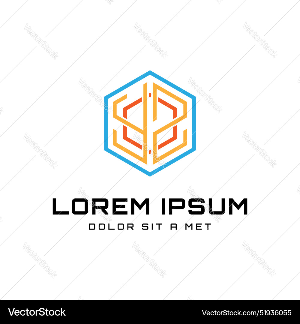 Geometric y z initial monogram text logo design Vector Image