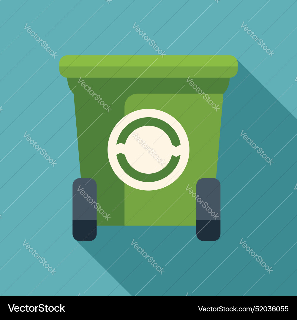 Green recycle bin with wheels showing recycling Vector Image