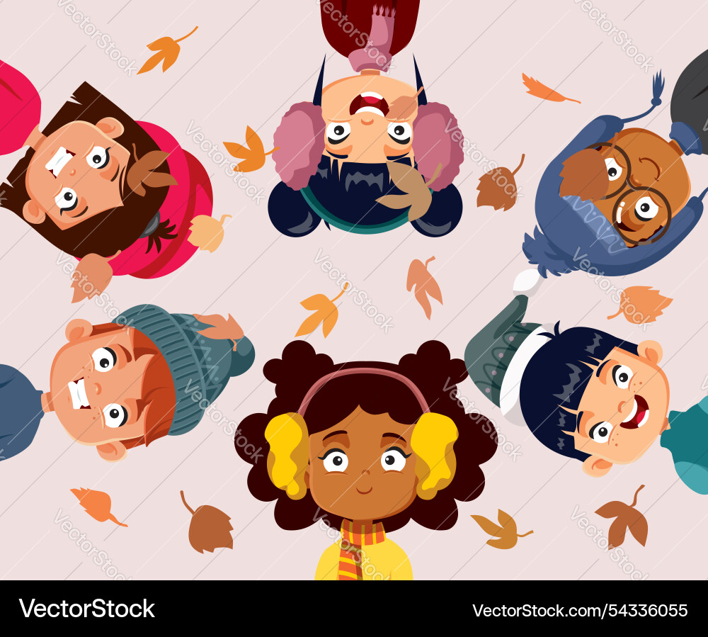 Happy autumn kids feeling positive about fall Vector Image