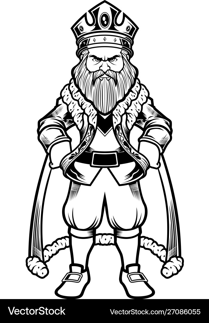 King standing line art Royalty Free Vector Image