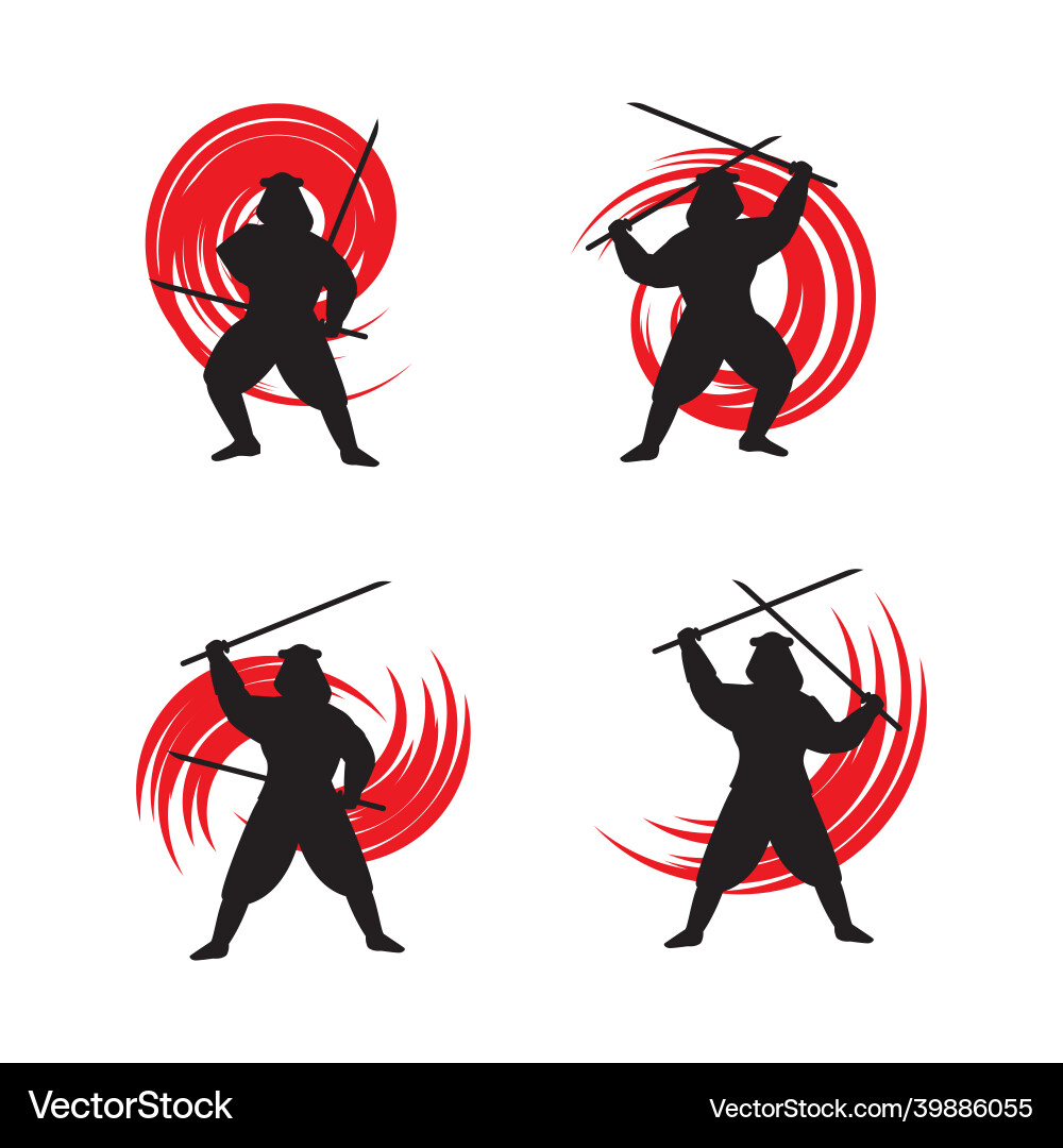 Silhouette samurai icon Royalty Free Vector Image