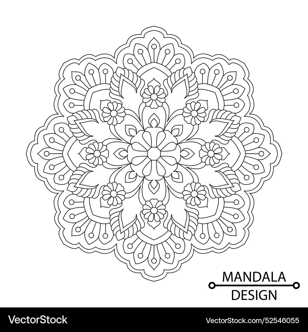 Simple and basic mandala coloring book page Vector Image