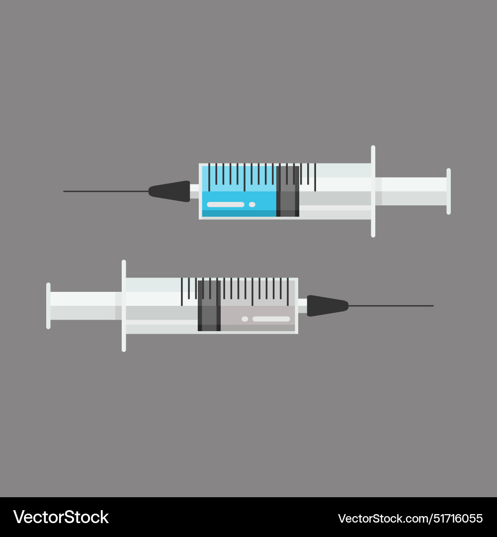Syringe needle inject icon flat graphic Royalty Free Vector