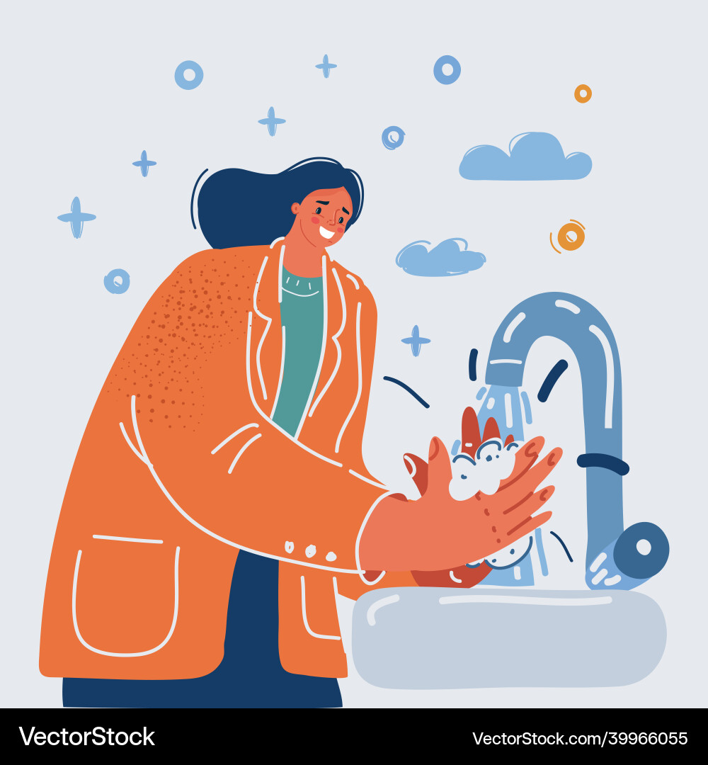 Young girl washing her Royalty Free Vector Image
