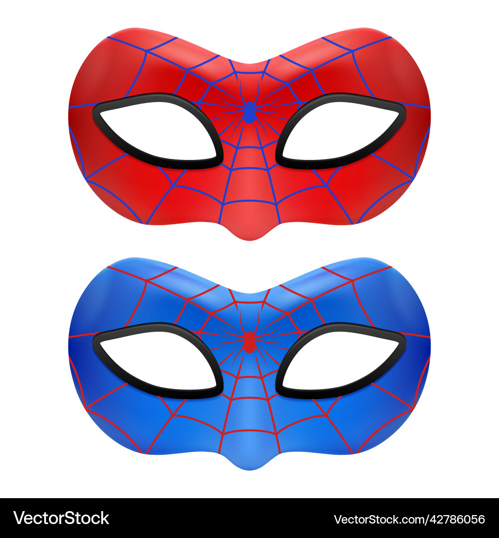 3d realistic superhero spider mask icon set Vector Image