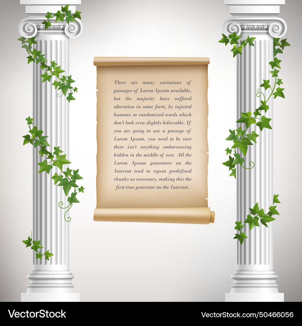 Antique columns poster Royalty Free Vector Image