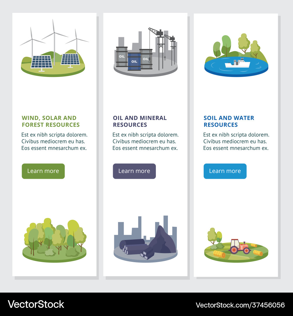 Banners on ecological theme natural resources Vector Image