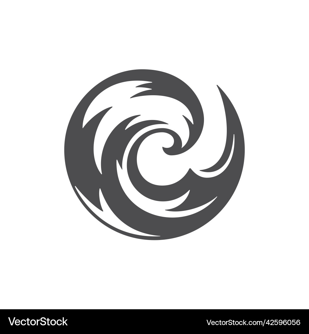 Curly black ocean water wave hand drawn design Vector Image
