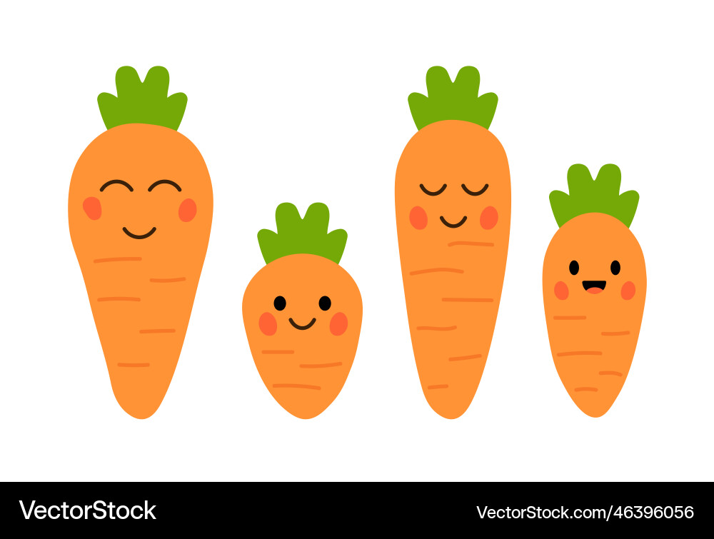 Cute carrot cartoon icon character easter Vector Image