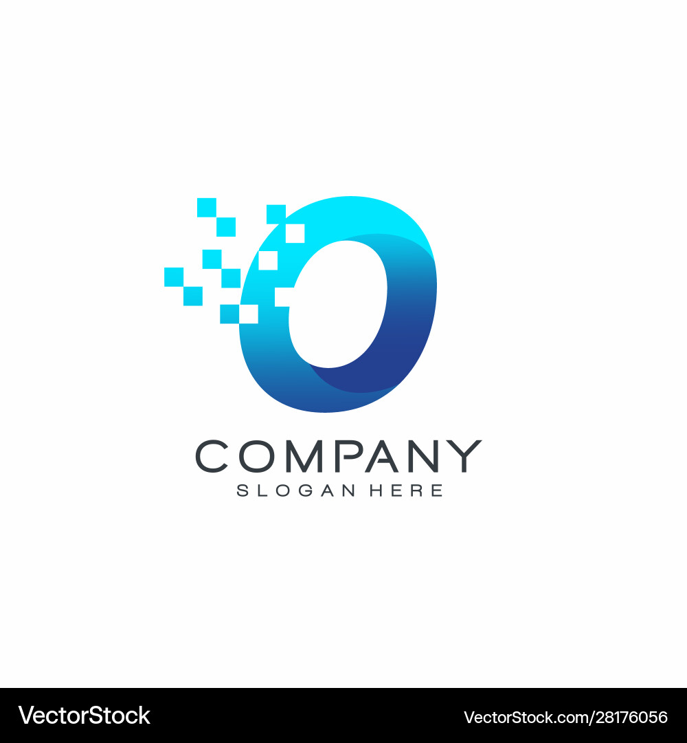Letter o pixel logo technology and digital Vector Image