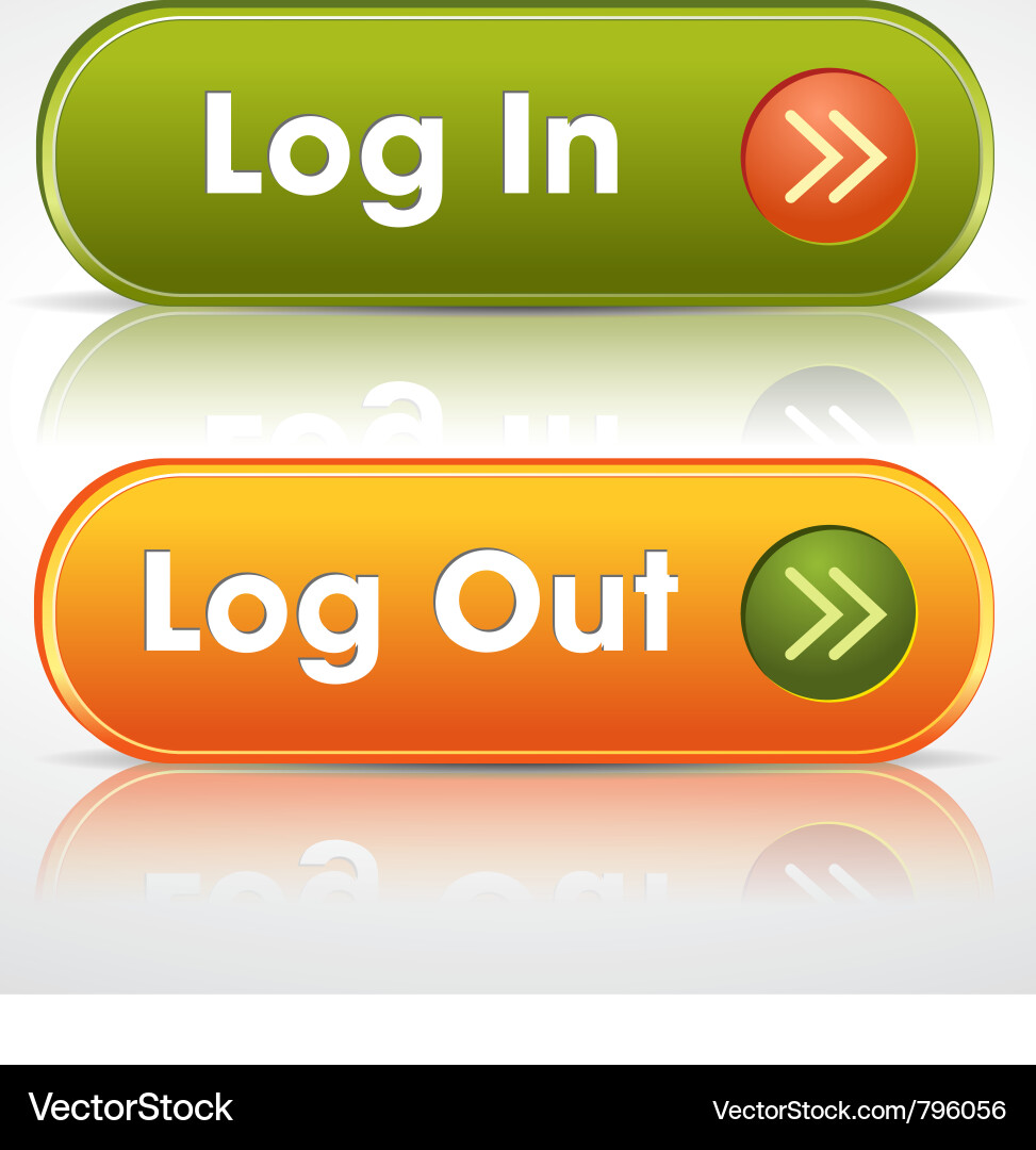 Login and log out buttons Royalty Free Vector Image