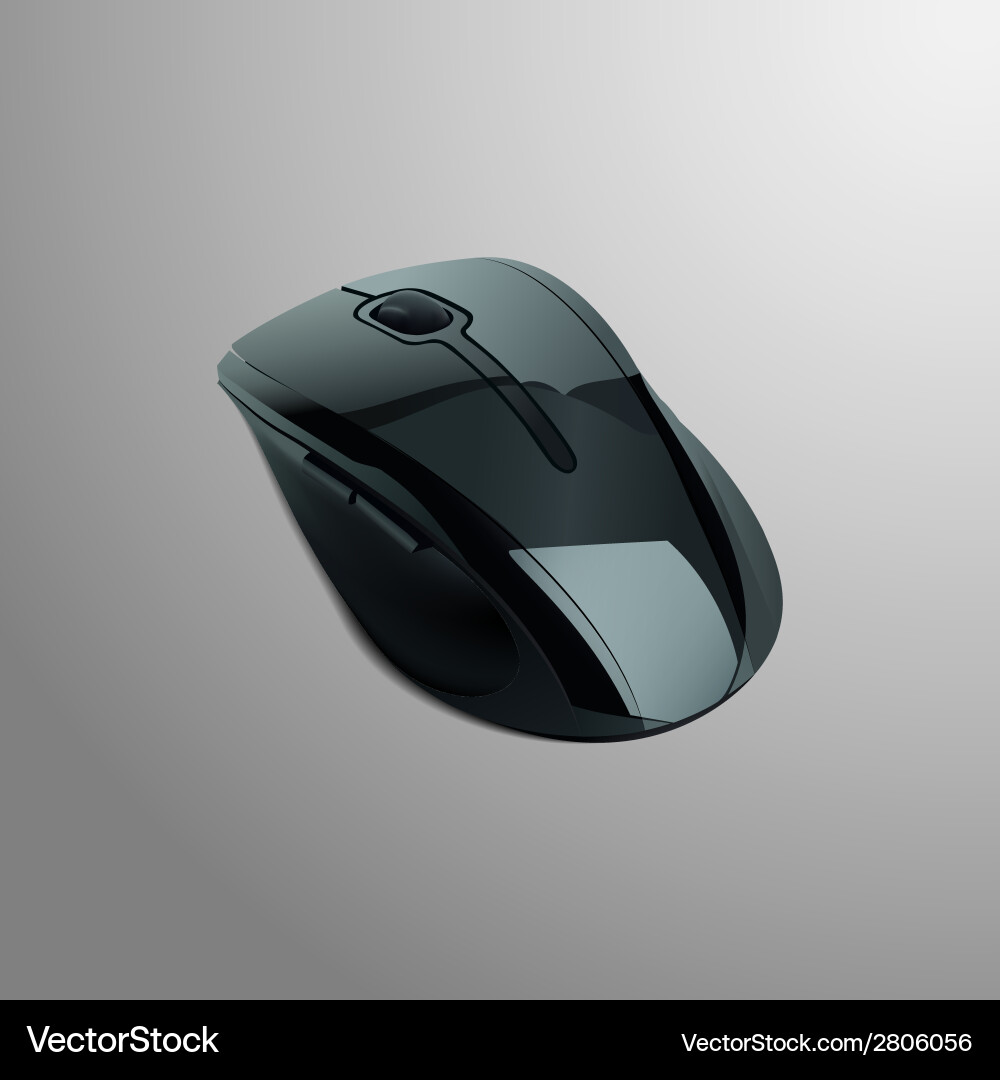 Realistic of a black computer mouse Royalty Free Vector