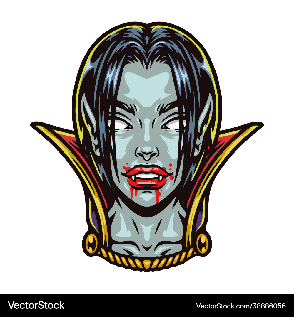 Scary vampire girl head Royalty Free Vector Image