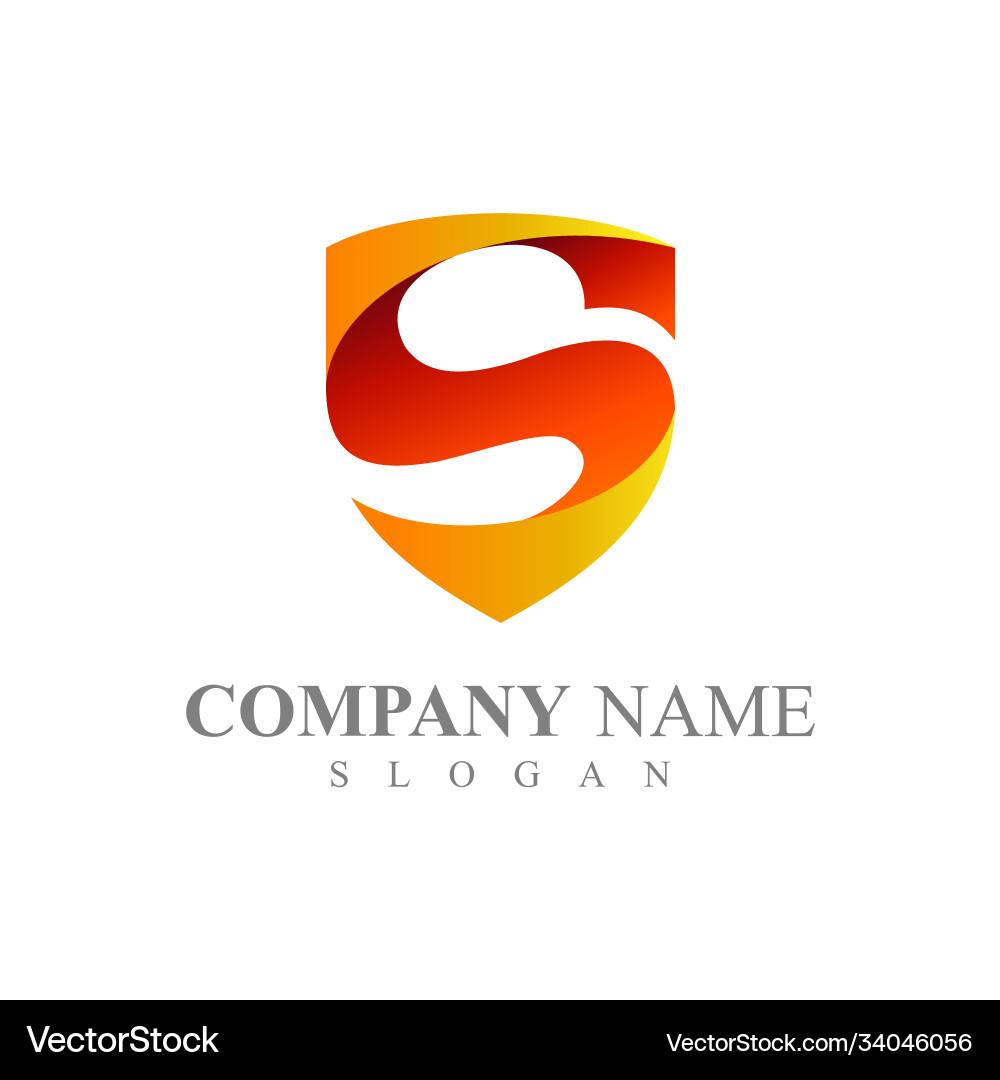 Shield letter s emblem badge logo template Vector Image