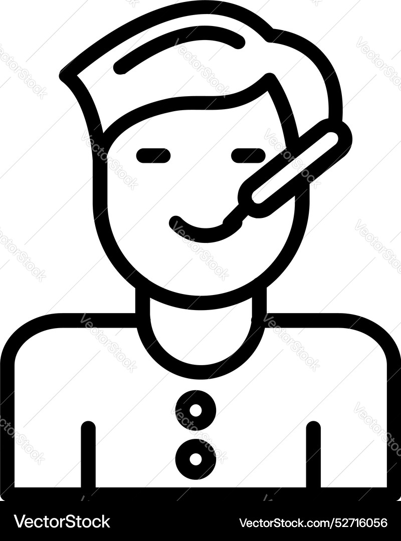 Sick boy line icon design Royalty Free Vector Image