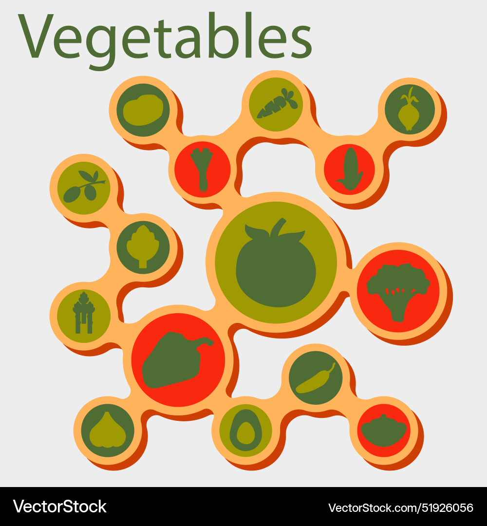 Vegetable icons minimal design vegetables modern Vector Image