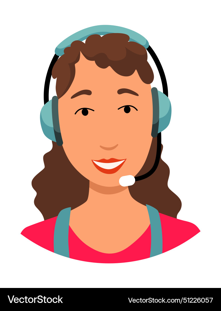 Call center operator avatar with headphone online Vector Image