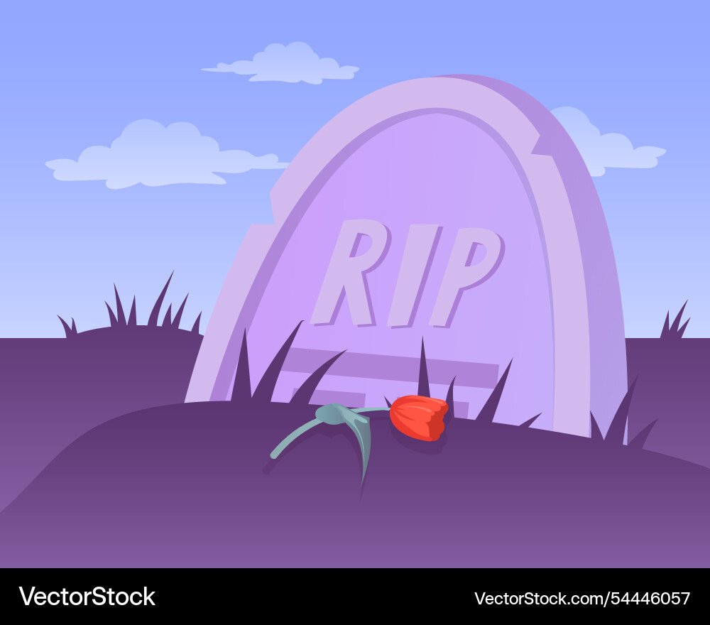 Cemetery stone graveyard scene Royalty Free Vector Image