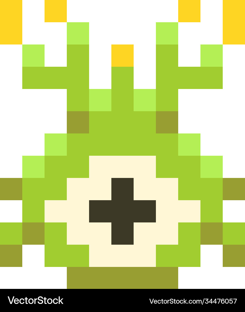 Cute green space invader monster game enemy Vector Image